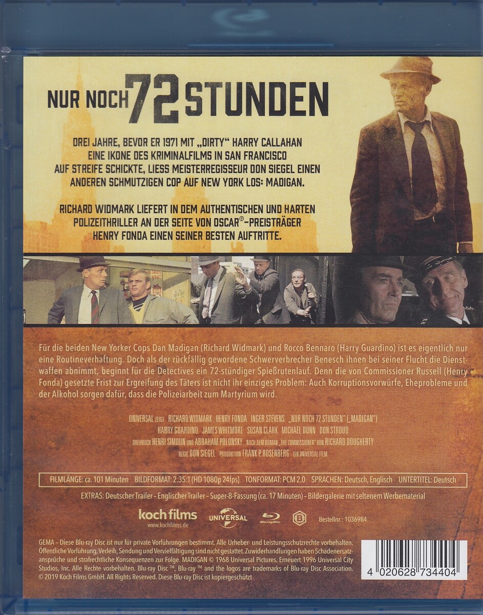 Nur noch 72 Stunden (USA 1968, Don Siegel, Henry Fonda, Koch BluRay ...