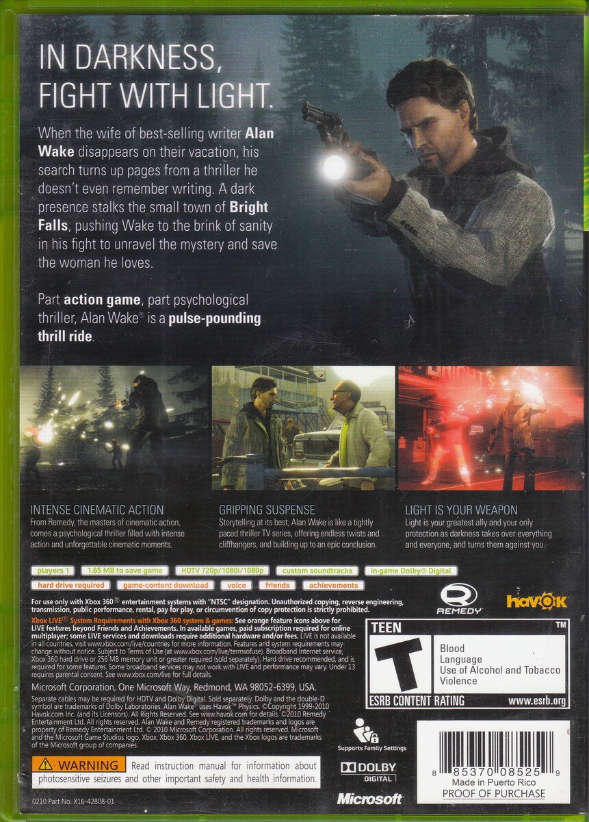 Microsoft XBOX 360 Spiel - Alan Wake *komplett* (NTSC-US, spielbar auf ...